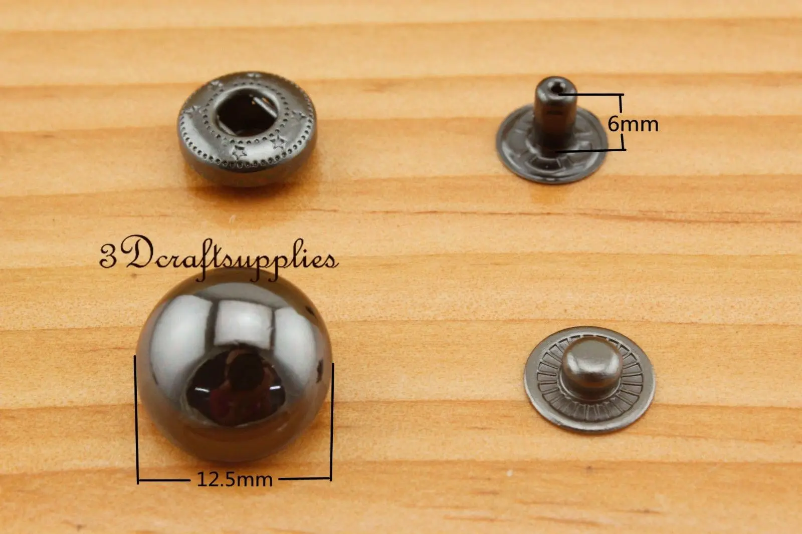 snap fastener copper Press stud Snap Buttons gunmetal dome 18 sets 12.5 ...