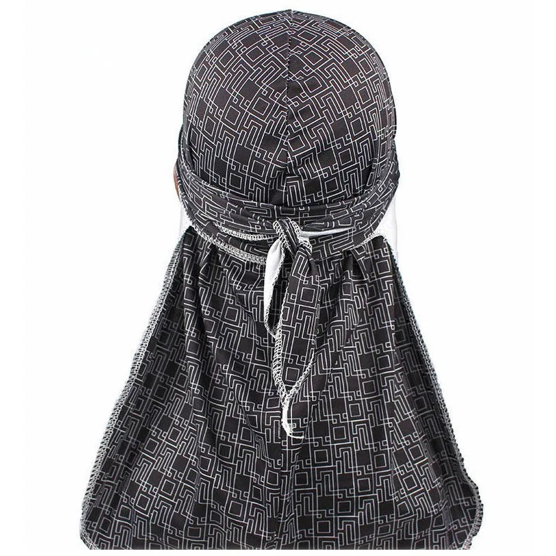 Street Unisex Durag Men Hip Hop Bandanna Cap Rapper Turban Hat Lacing ...