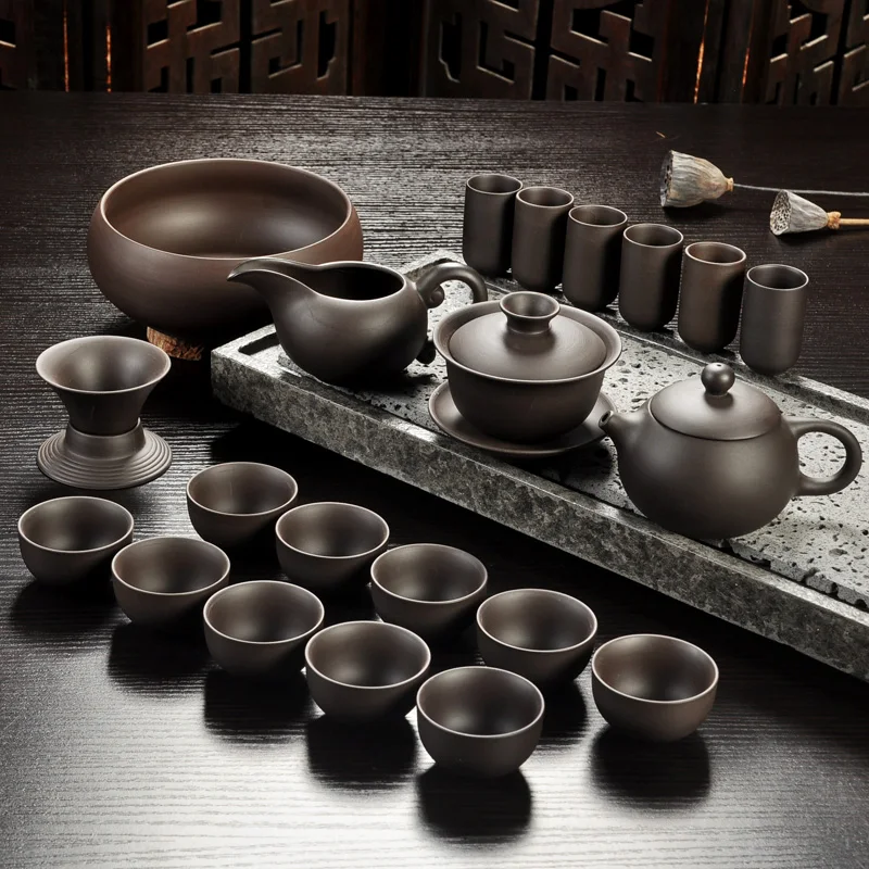 Yixing-Purple-Sand-Tea-Set-Black-Red-Ceramic-Kung-Fu-Teapot-Handmade ...
