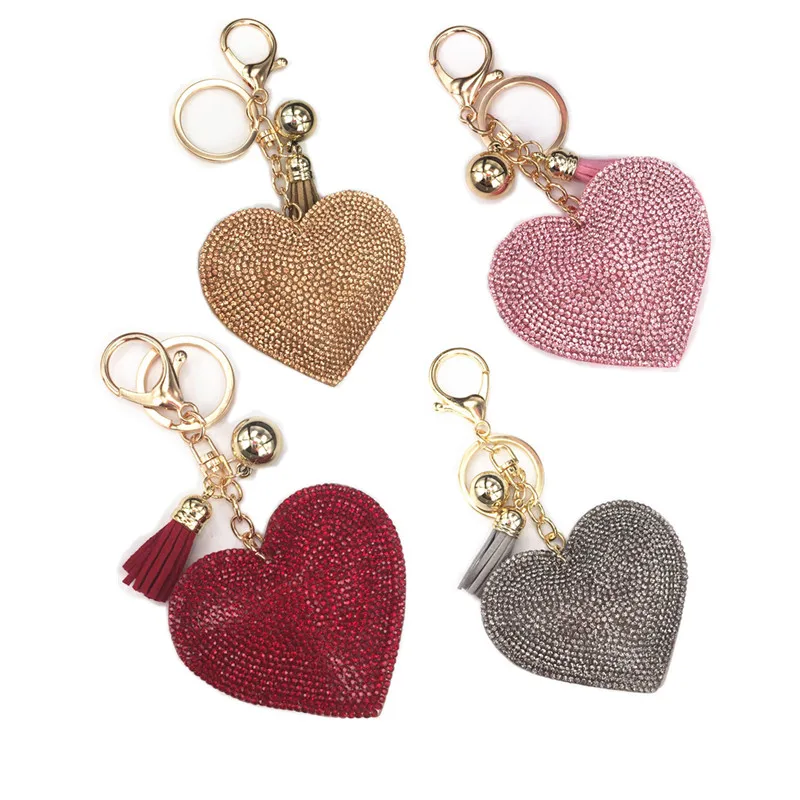 Bovvsky Gold color full gem Crystal key chain cute lovers gift ...
