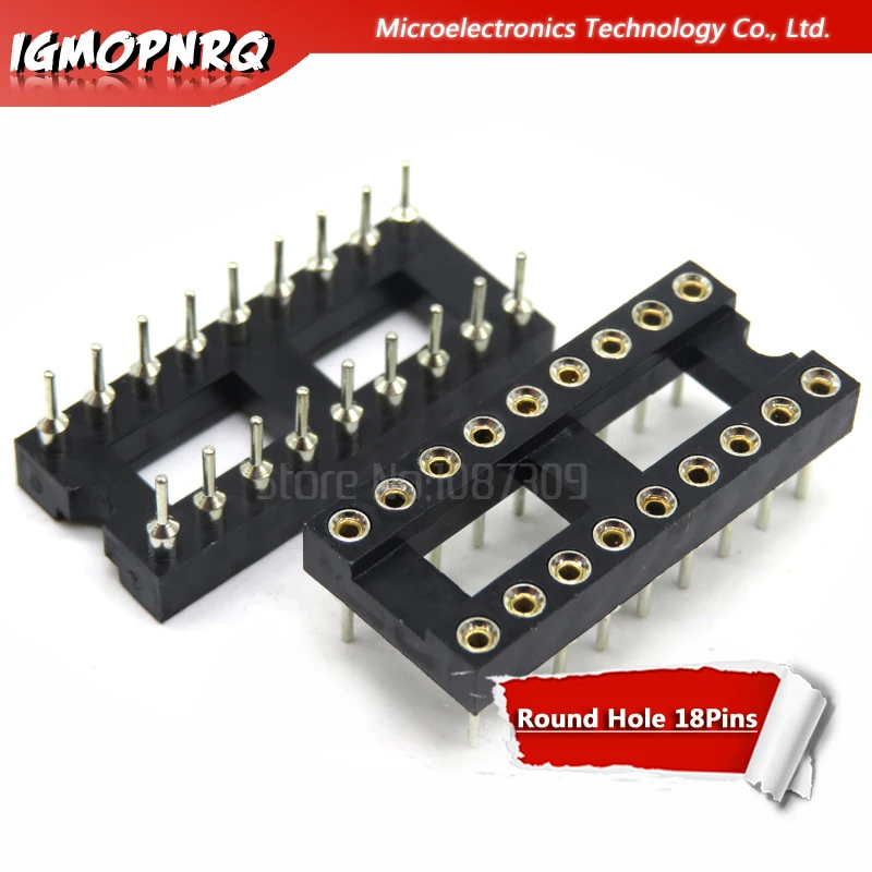 10pcs Round Hole 18 Pins 2.54MM DIP 18 PIN DIP18 DIP 18 IC Sockets ...