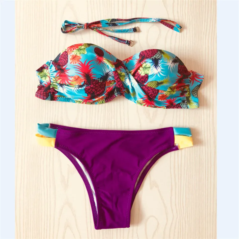 Bandeau Bikini 2018 Floral Swimwear Print Swimsuit Brazilian Biquini