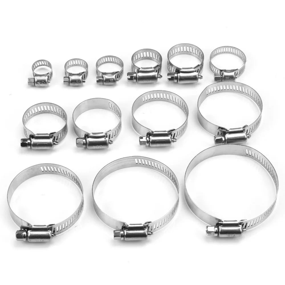 13 Pcs/set Multi Size 6mm-70mm 304 Stainless Steel Hoop Clamp Hose ...