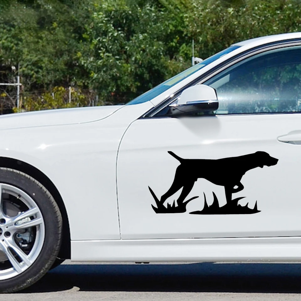 Hunting Decals Dog Chasing Deer Hunting Decal - 12" Matte White Vinyl ...