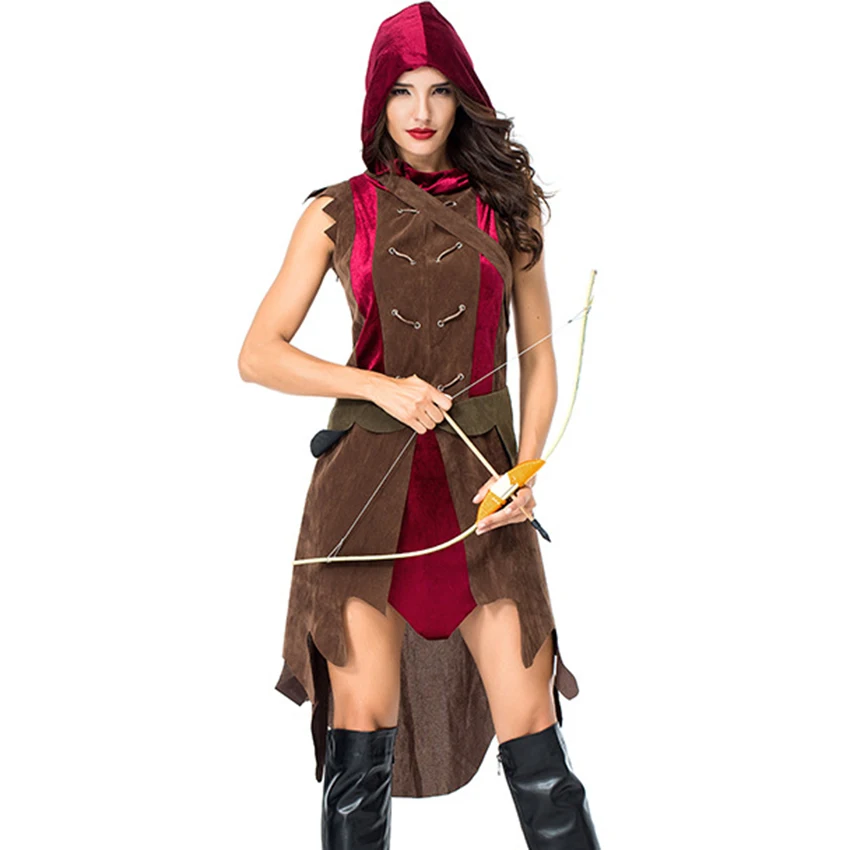 2019 고대 궁수 사냥꾼을 특징으로하는 새로운 할로윈 의상 롤 플레잉 전투기 코스프레 옷 여성 할로윈 파티 의상|홀리데이 ...