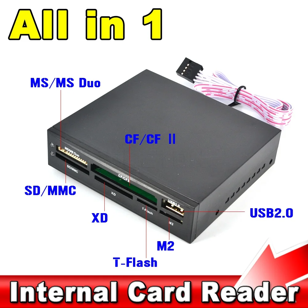 All In 1 Internal Card Reader USB 2.0 3.5" Floopy Bay Front Panel SDHC ...