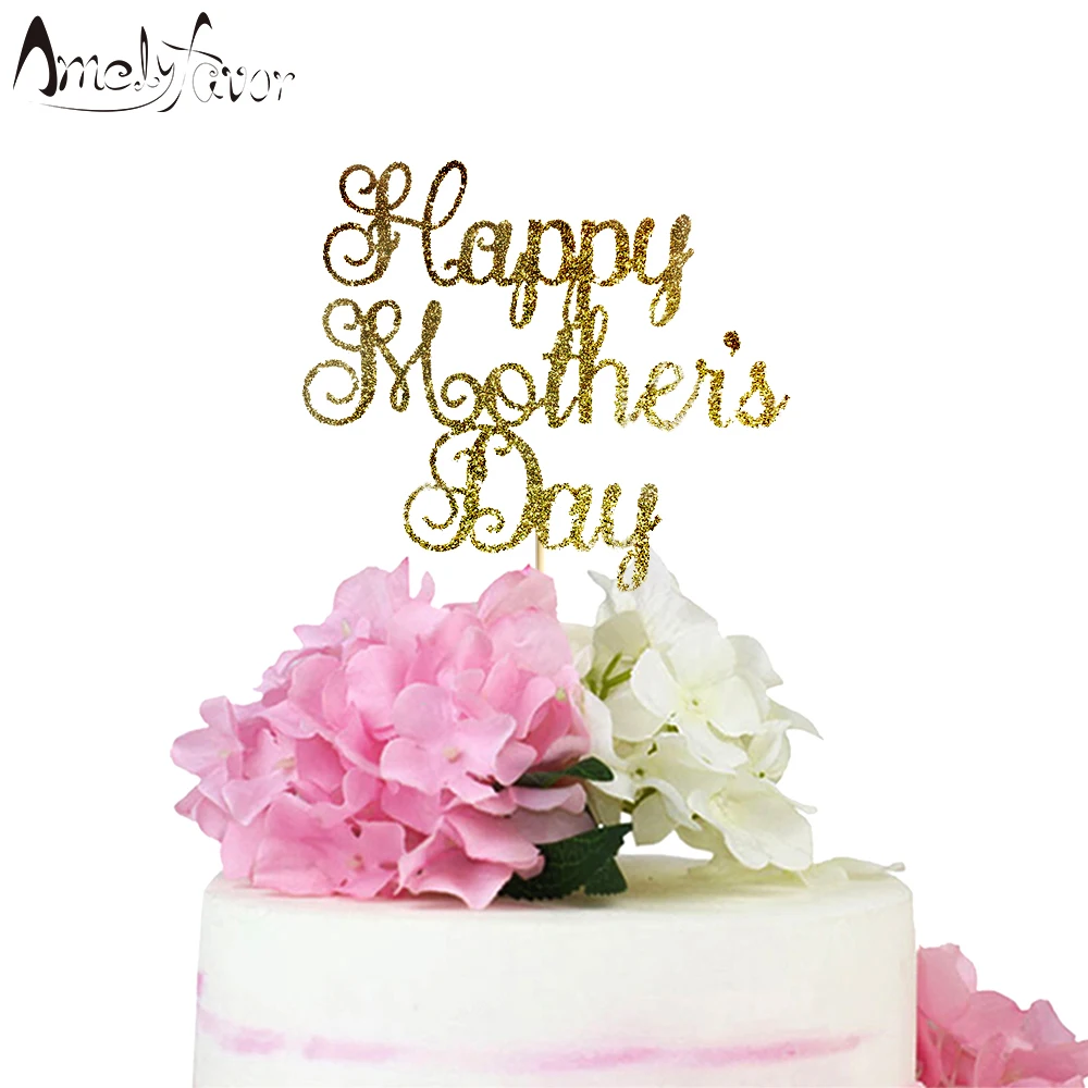 Happy Mother's Day Topper Golden Mom Cake Topper Birthday Glitter Paper ...
