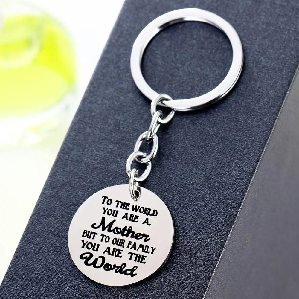 12PC-Wholesale-Stainless-Steel-To-The-World-You-Are-Mother-Keychain ...