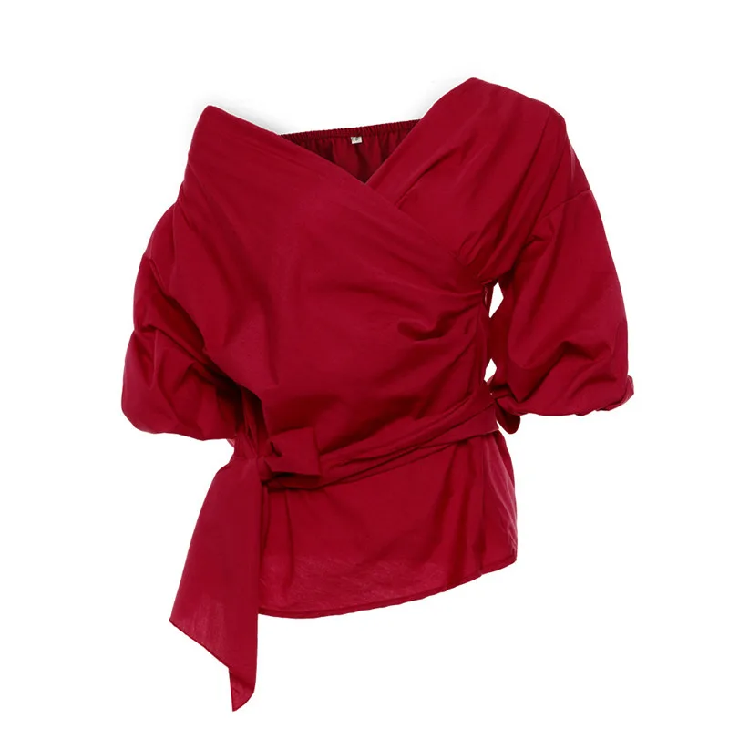 2019 Novas Mulheres Sexy Fora Do Ombro Encabeça Blusa Bowknot Barra