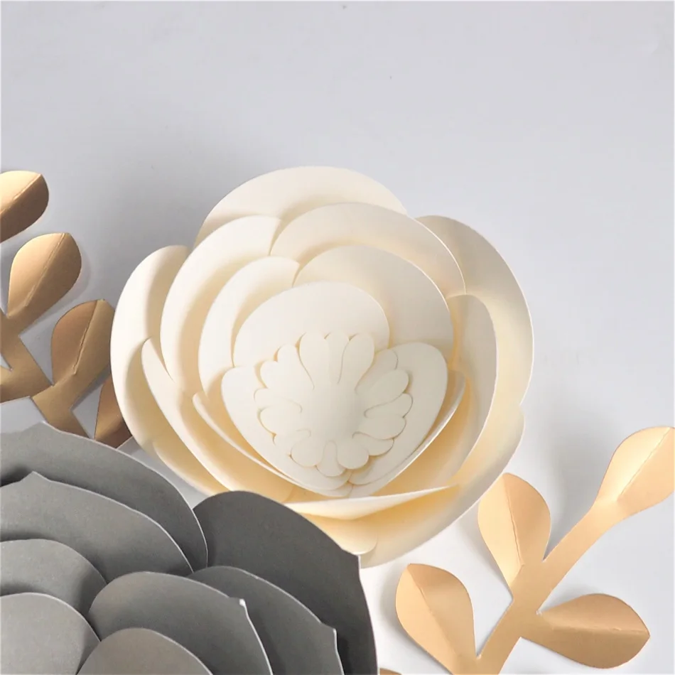 DIY Giant Paper Flowers Artificial Rose Fleurs Backdrops 5pcs+5 Leave ...