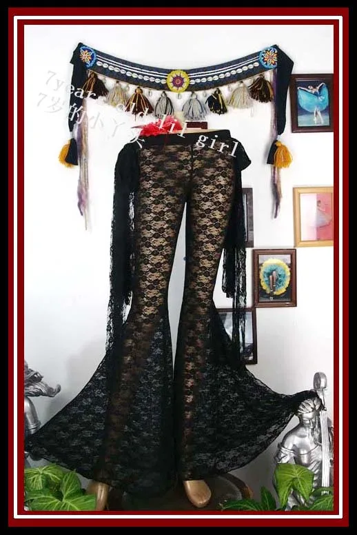 Calças de renda de dança do ventre calças de renda gótico tribal dança ...