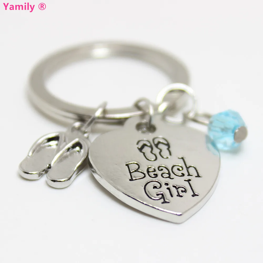 Yamily 12pcs/lot Beach girl Key chain slippers Charms pendant Key chain ...