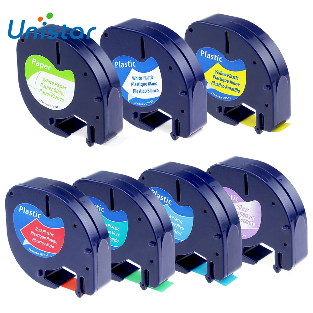 UNISTAR 7PCS Labels for Dymo Latratag 12mm Tapes Plastico Paper 91200 ...
