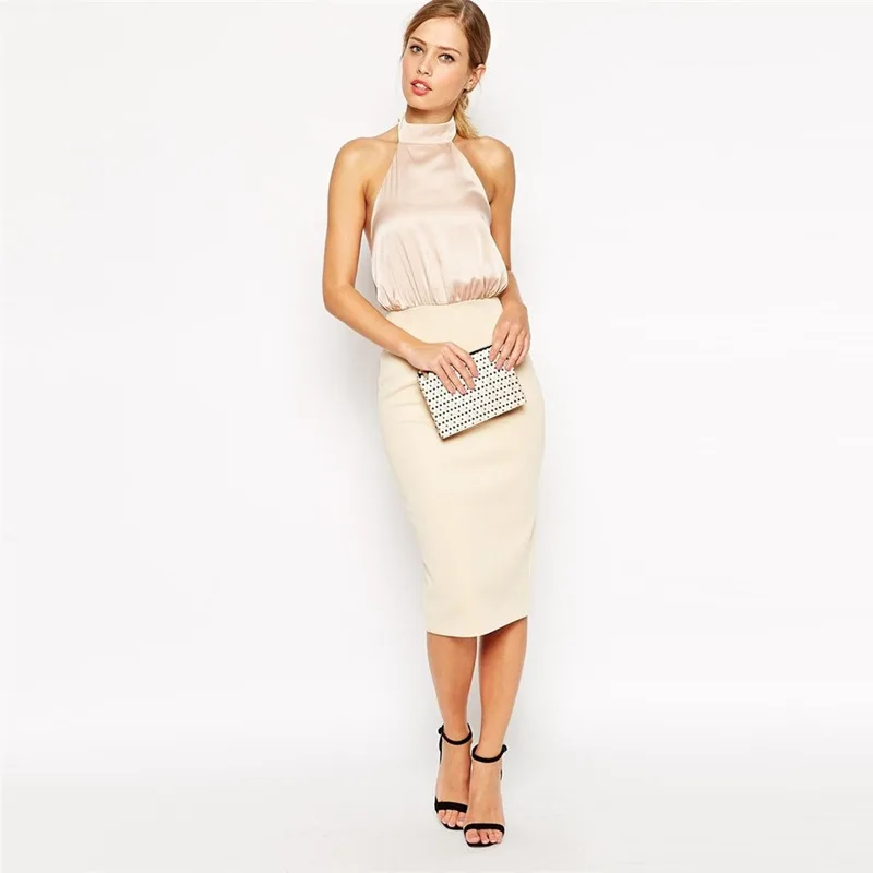 2015 New Hot Sleeveless Open Back Bridesmaid Dresses Short Champagne