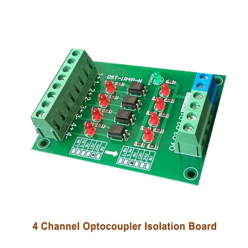 4 Way Optocoupler Isolation PLC Level Voltage Conversion Board 1.8 3.3 ...