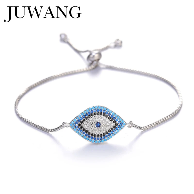 Juwang Turkish New Design Gold Sliver Blue Evil Eye Chain Bracelets For ...
