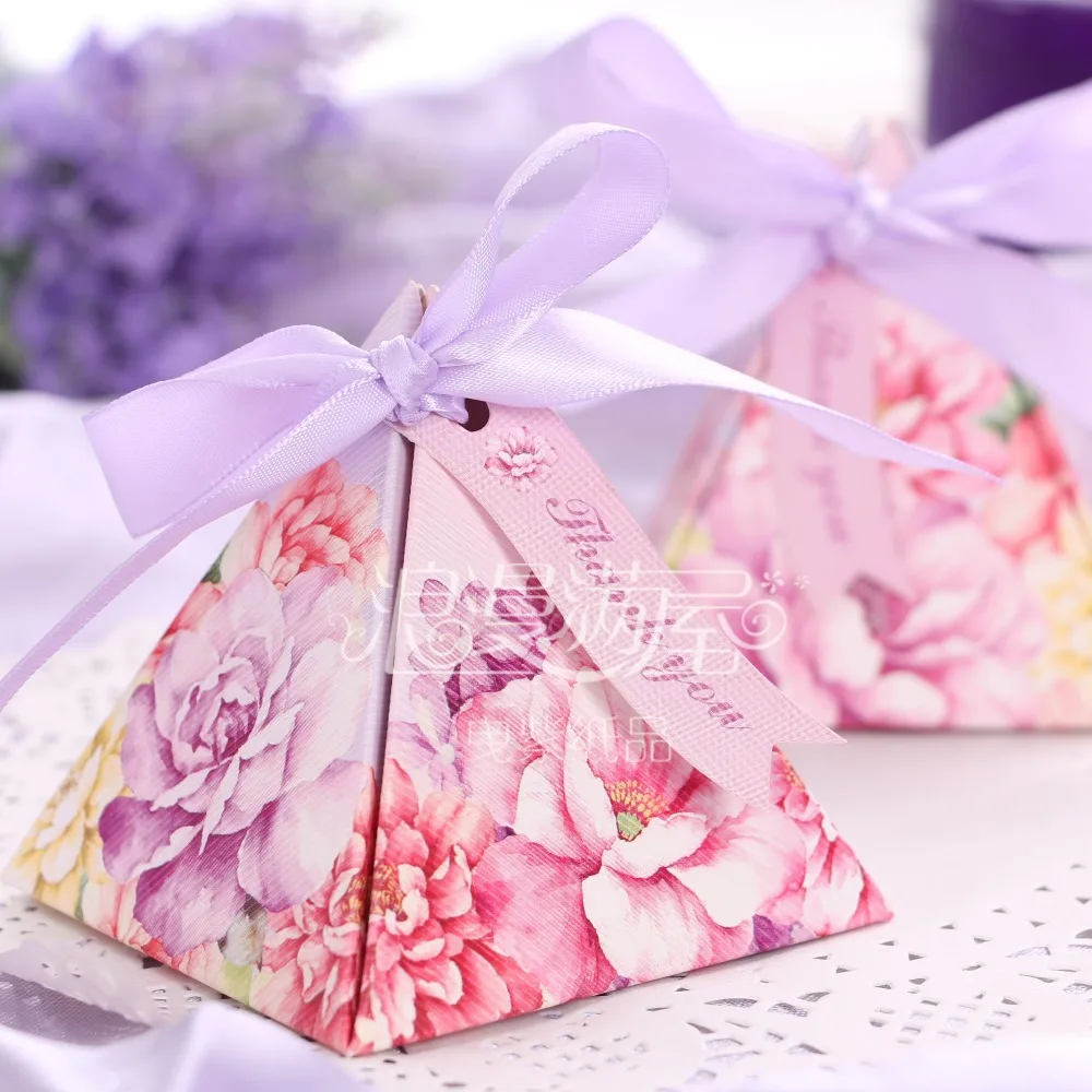 Caja Triangular romántica para dulces, caja de dulces púrpura con ...