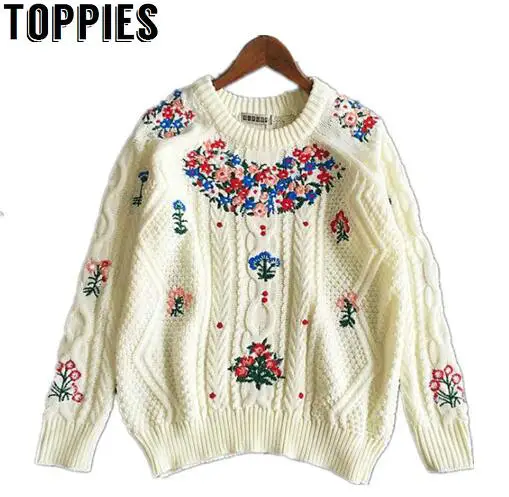 Buy 2017 Spring Women Retro Vintage Flower Embroidered