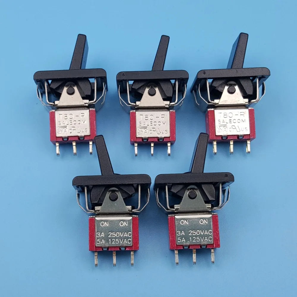 5Pcs SH T80 R 3Pin ON ON Maintained 2 Position Mini Paddle Toggle ...
