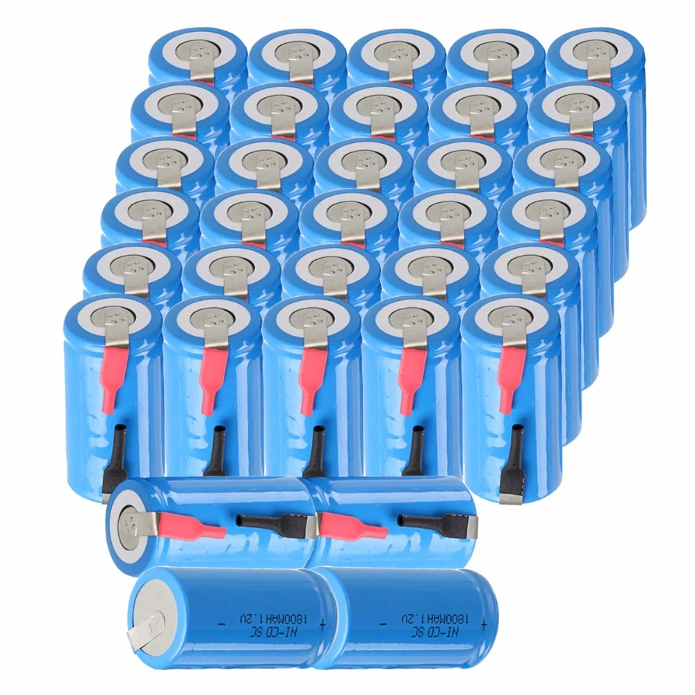 34 pcs SC 1800mah 1.2v battery batterie NICD rechargeable batteries for electric screwdrivers 4. ...