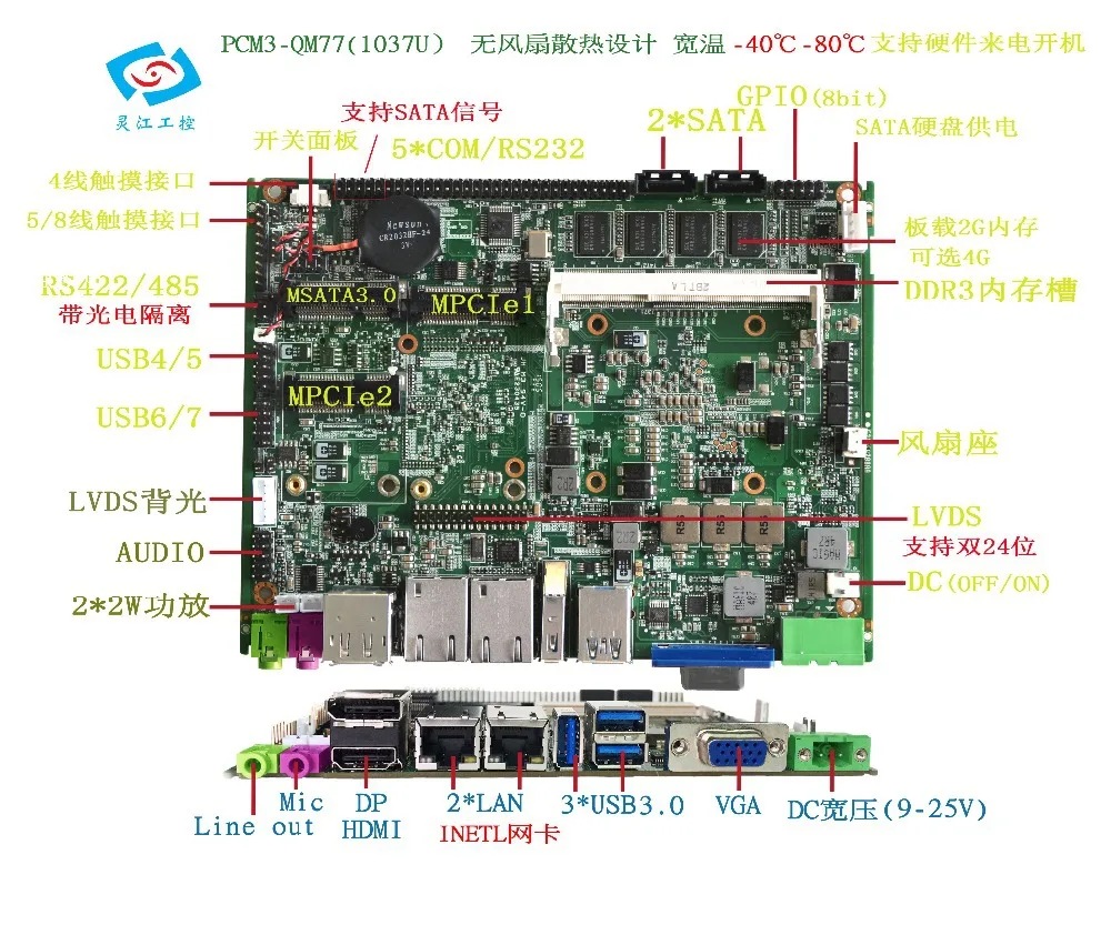 Embedded Industrial motherboard 3.5 Inch Wide Range Temperature /2xLAN ...