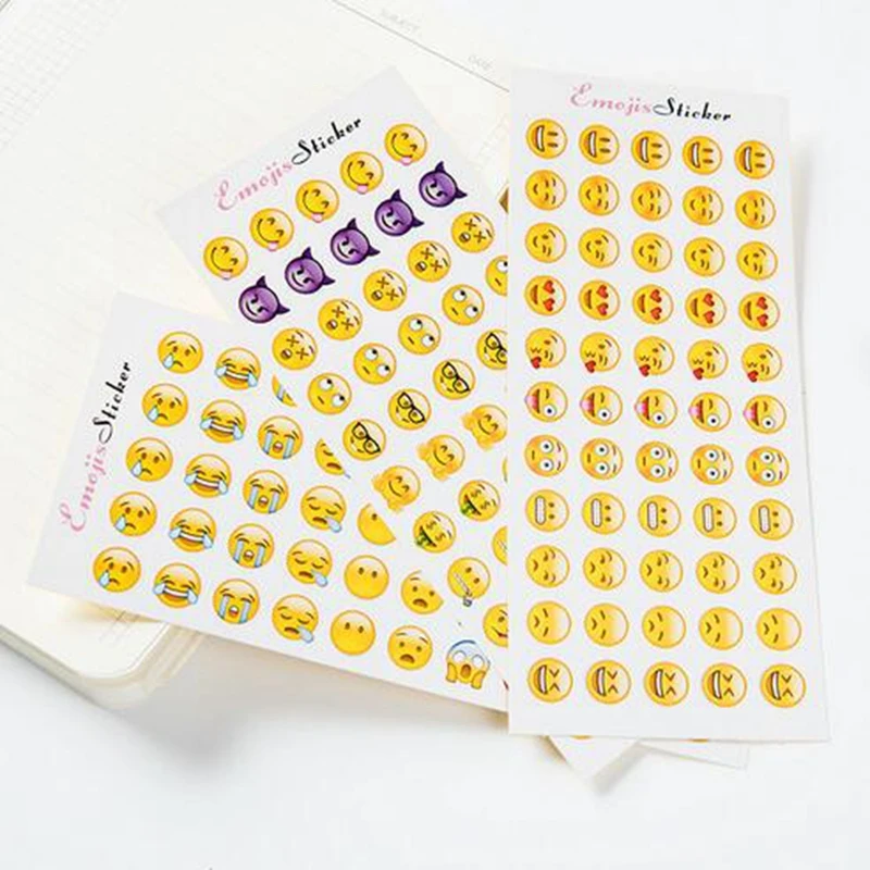 3 Sheets/Set Cute Emoji Smile Stationery Sticker For Message Hand ...