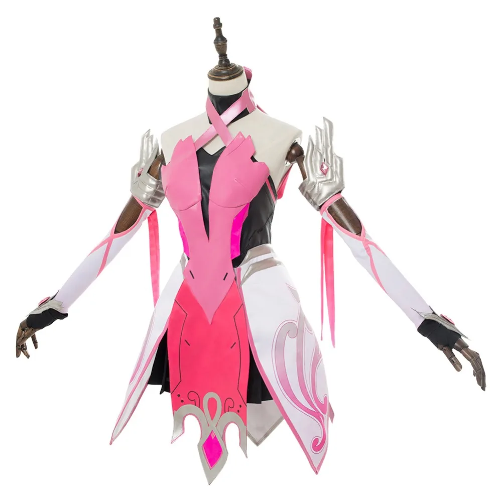 OW Cosplay Costume Mercy Angela Ziegler Outfit Pink Mercy Skin Cosplay ...