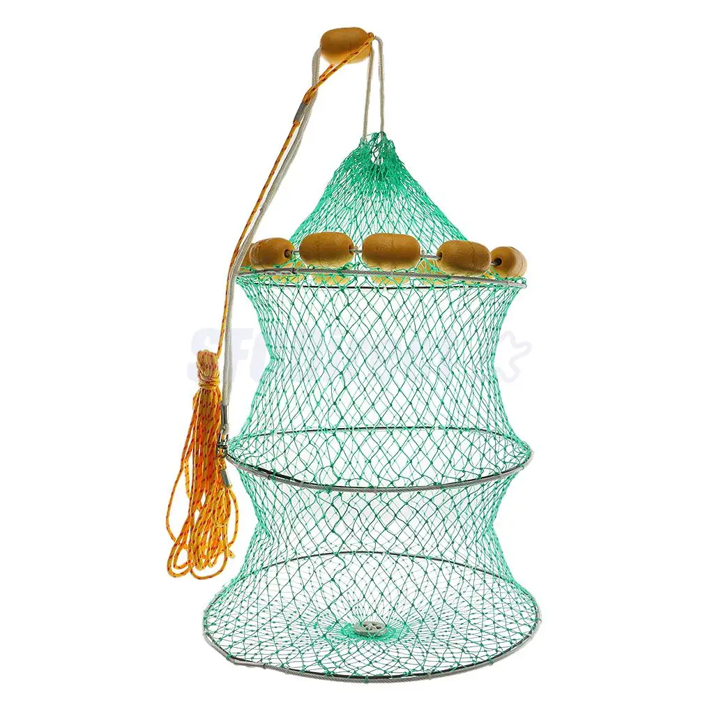 Green Foldable Fishing Keep Net Fishing Crab Fish Lobster Crawdad Trap ...