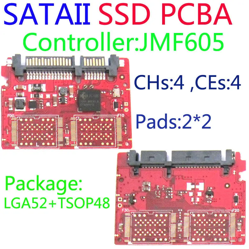 JMF605 컨트롤러 SSD PCBA 키트, SATA2 (3 Gbps), SSD DIY 키트, 4 pad PCB, 4 CH 4 ...
