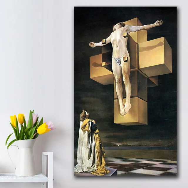 Crucifixion Corpus Hypercubus Painting by Salvador Dalí Printed on ...