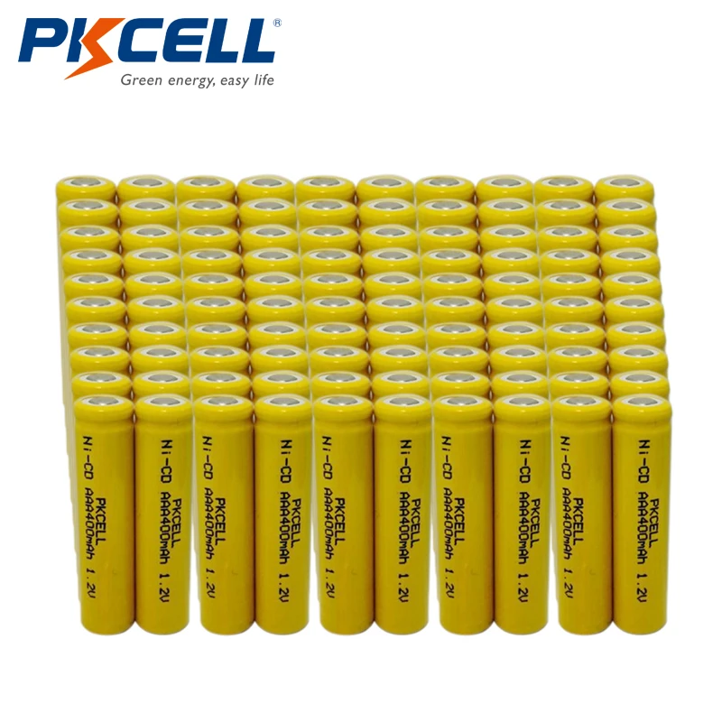 Wholesale Lot 100pcs AAA Rechargeable Batteries PKCELL NiCd 400mAh 1.2V ...