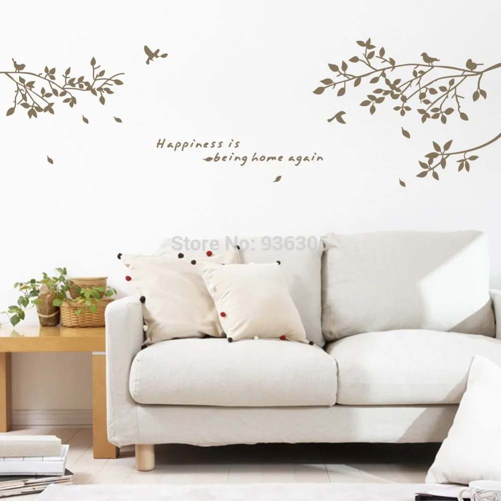 3 colors can choose PVC 75*150cm Tree and Bird Wall Sticker Bedroom ...