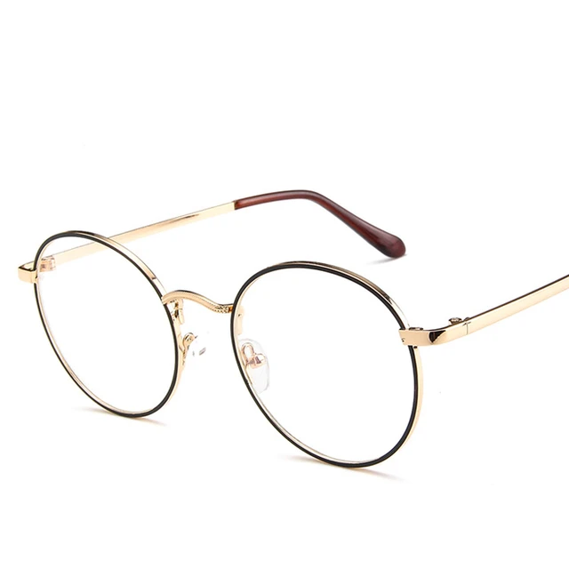 Korean Nerd Clear Light Glasses Luxury Brand Design Full Metal Round Eye Glasses Frame 2018