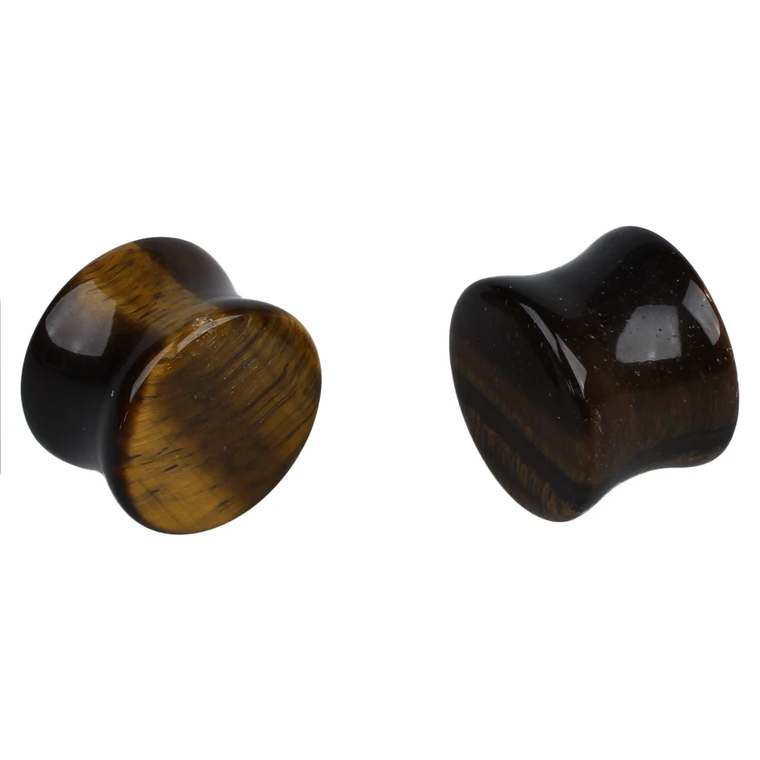 SCLS PAIR of TIGER EYE Stone ORGANIC EAR PLUGS Gauges Rings TUNNELS ...