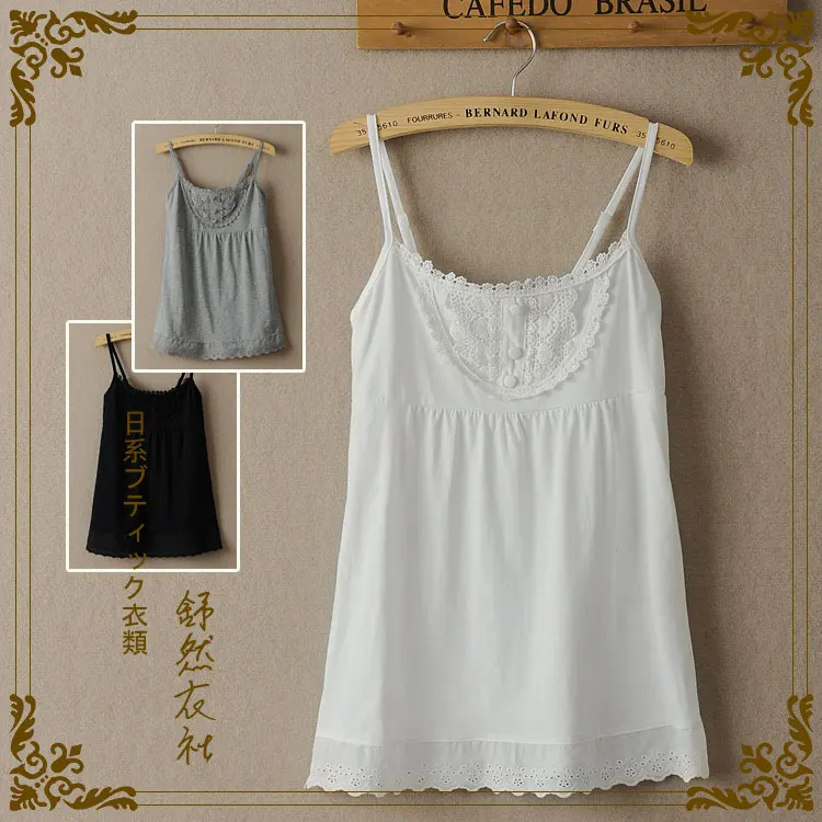 Mori Girl Crochet Lace Small Vest Cotton Vest Basic Shirt Women Tank