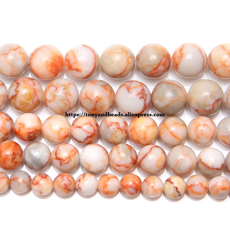 Natural Stone Red Spider Web Red Picasso Jasper Round Beads 15" Strand ...