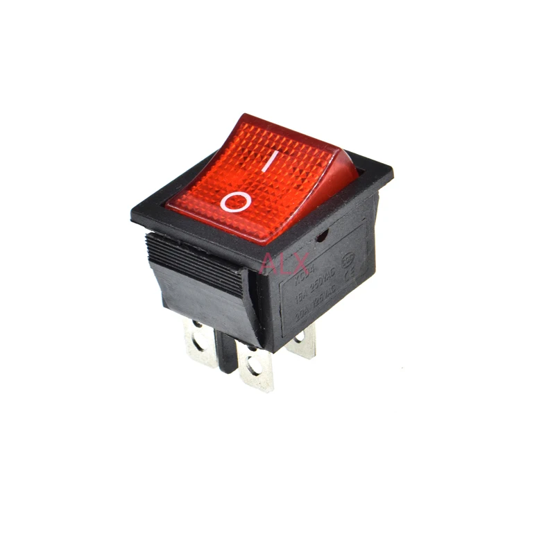 5PCS KCD4-201n 4PIN red Push Button with light rocker Switch ON/OFF ...