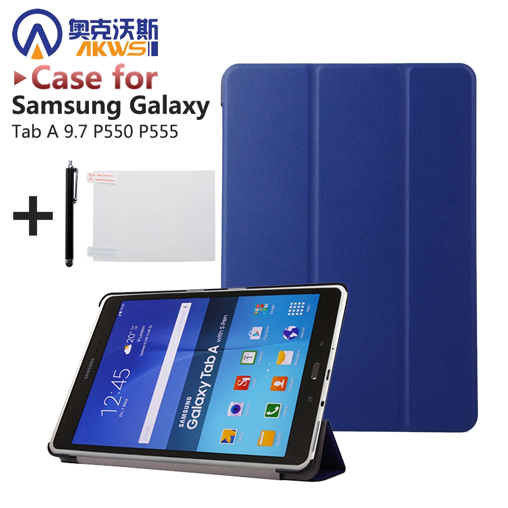 Para Samsung Galaxy Tab A 9,7 P555 P550 tablet Folio PU Funda de cuero + stylus + película|for ...