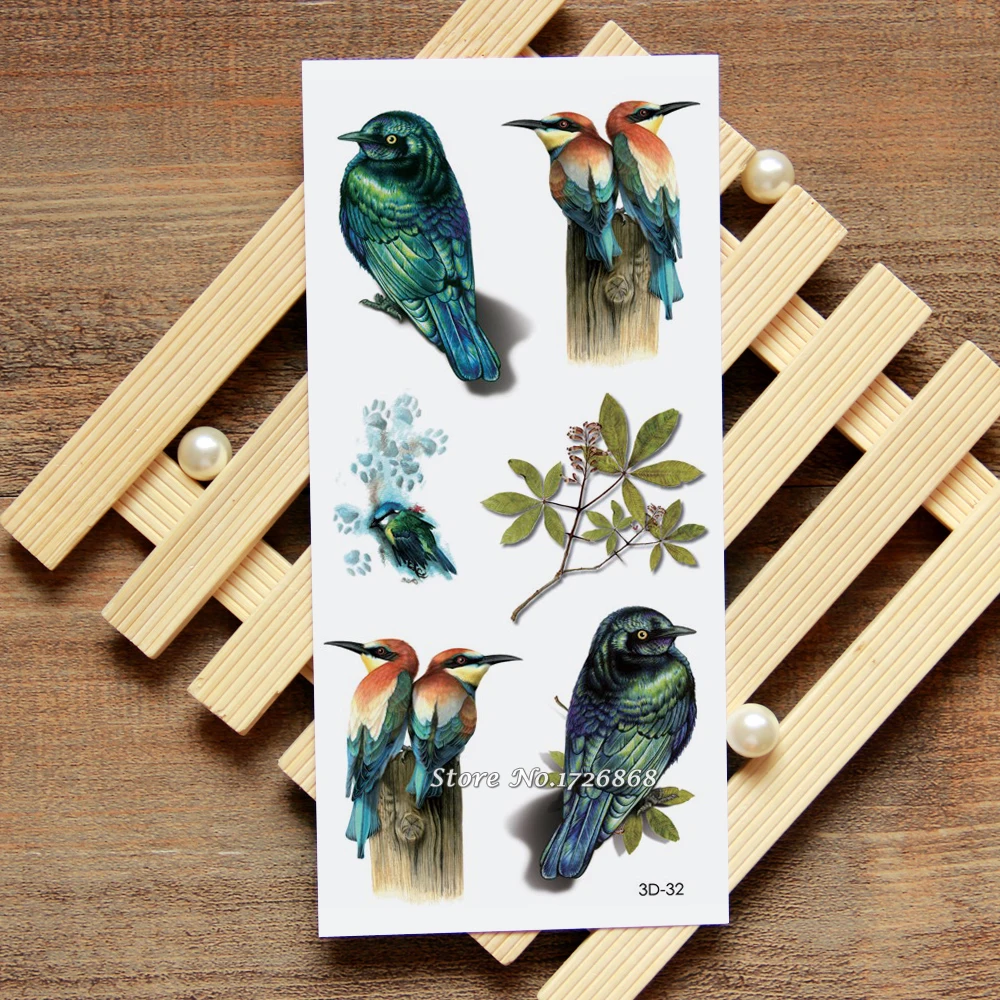Aliexpress.com : Buy 3D Bird Fake Tattoo Decals Temporary Tattoo Body ...