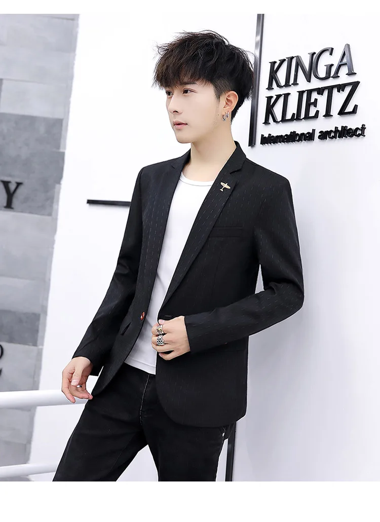 МОЛОДЕЖНЫЙ мужской костюм куртка Тонкий дизайн модная деловая ...