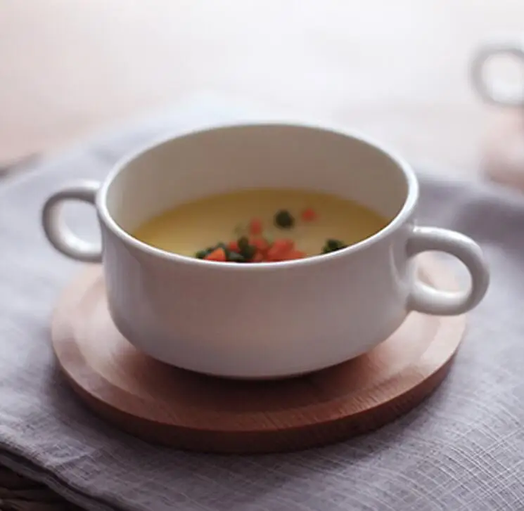 double ears bowl New bone soup tableware dessert cup ears Ceramic salad ...