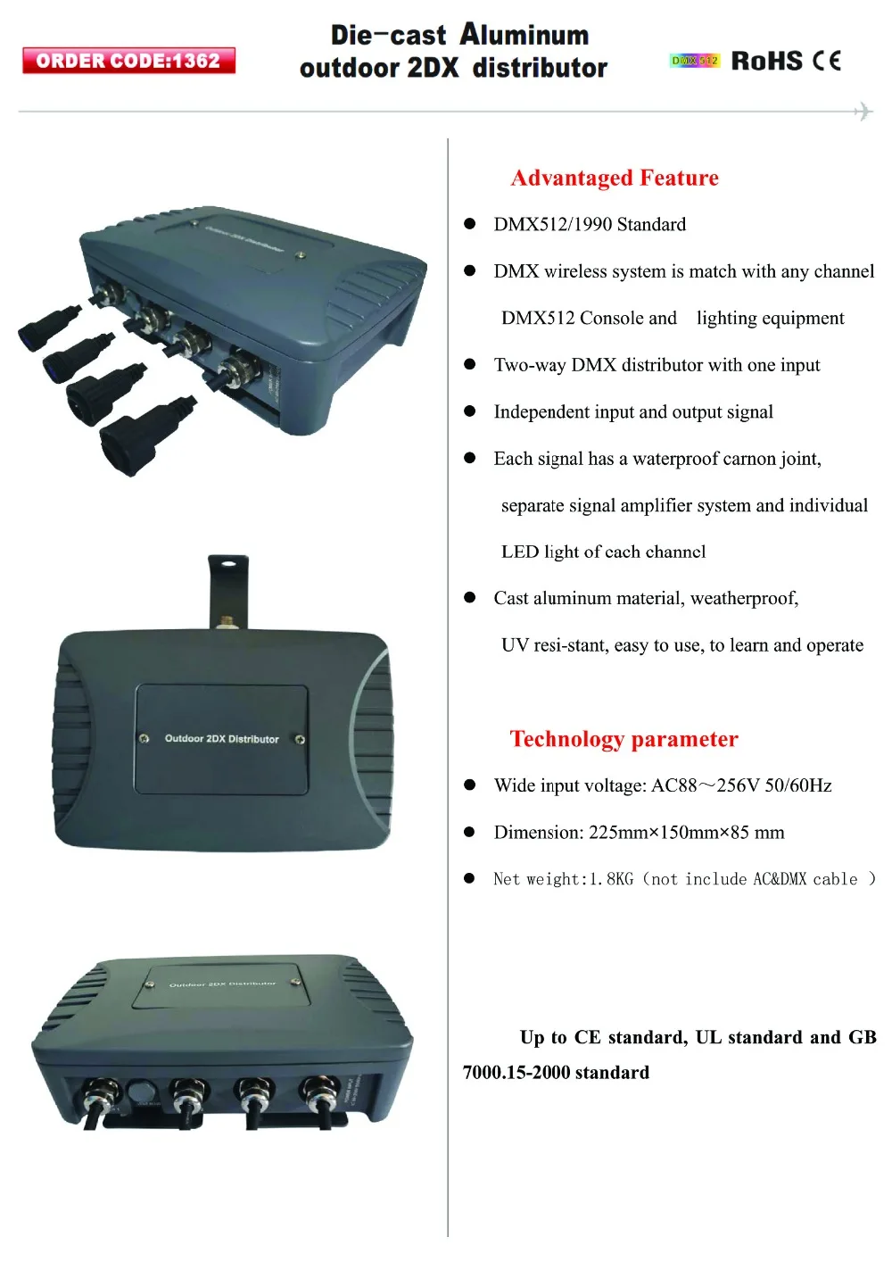 Outdoor 2 Way DMX Splitter | Tiptoplight
