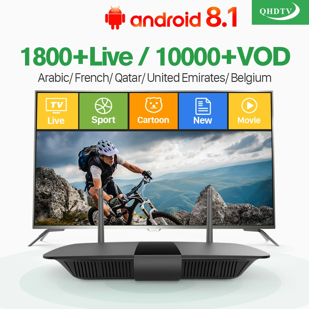 Leadcool 4 K IP tv Arabic Italia Q1504 Android 8,1 2G 16G IP tv подписка QHD ТВ Франция Арабский ...