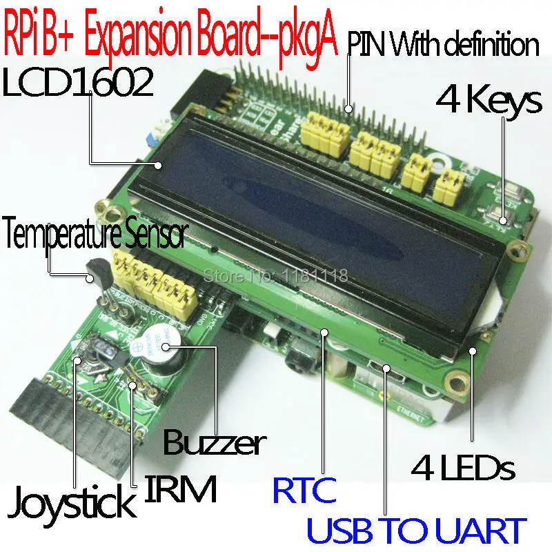 Raspberry pi B+ start kits,gpio expansion board, LCD1602,4KEYs,UART TO ...