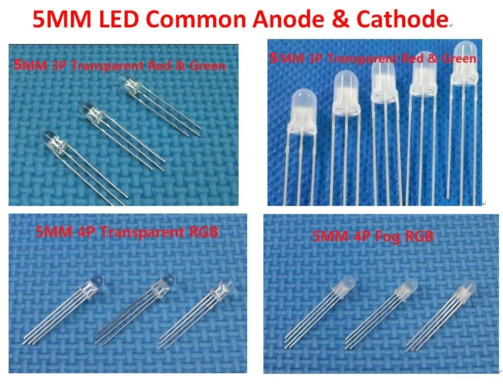 20PCS F5 5mm LED Red+Green light emitting diode common anode cathode ...