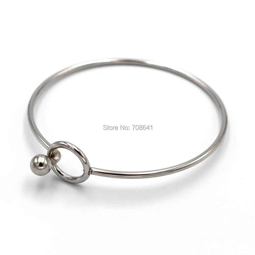 58mm Stainless Steel Cuff Bangle Simple Wire Circle Lock Bracelet ...