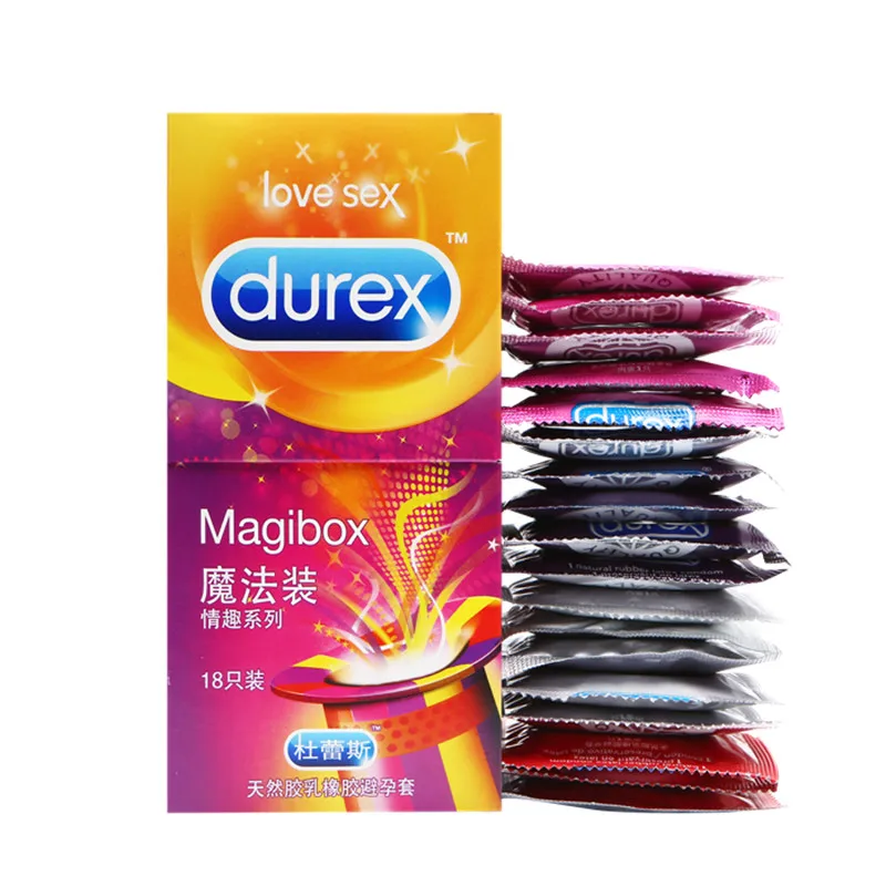 Genuine Durex Large Size 56mm Condoms For Men 18 Pcs Magibox Mixed 4 Style Natural Latex High