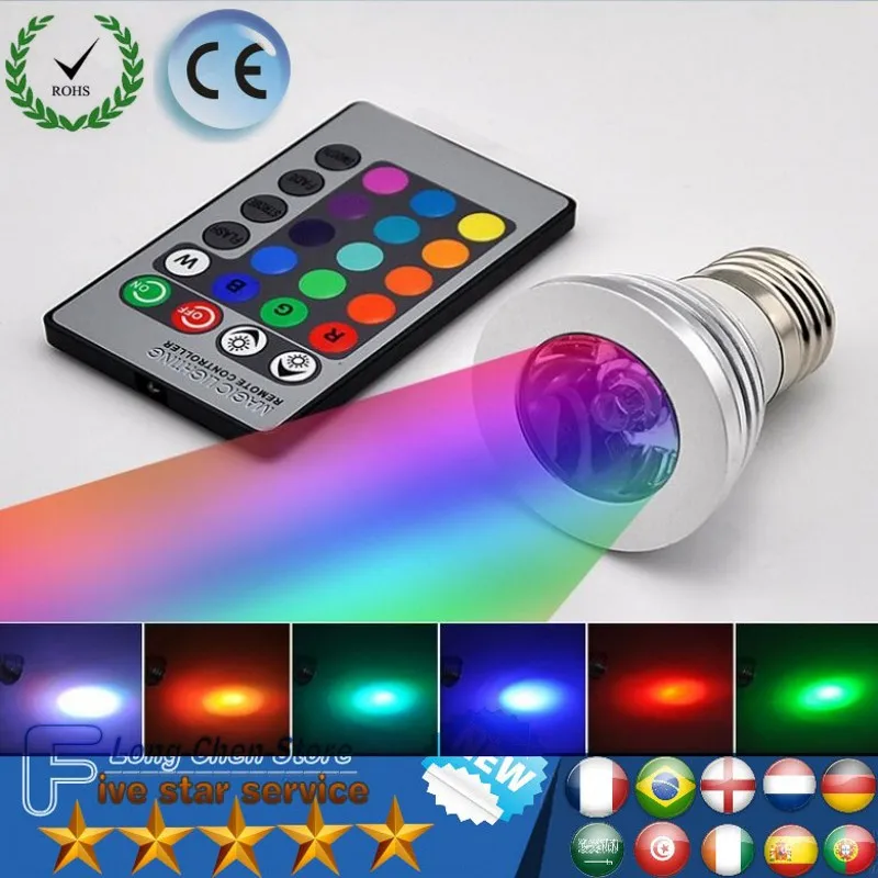 LED RGB 10W RGB LED Bulb AC85 265V/220V E27 B22 GU10 E14 MR16 12V Color ...