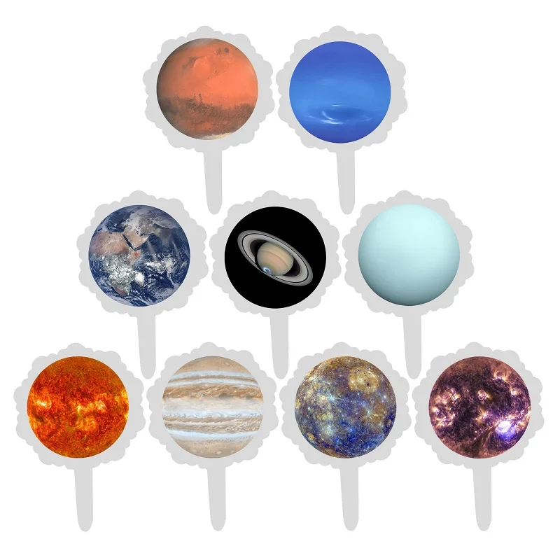 9pcs Galaxy Solar System Cupcake Toppers Nine Planets Cake Toppers Kids ...