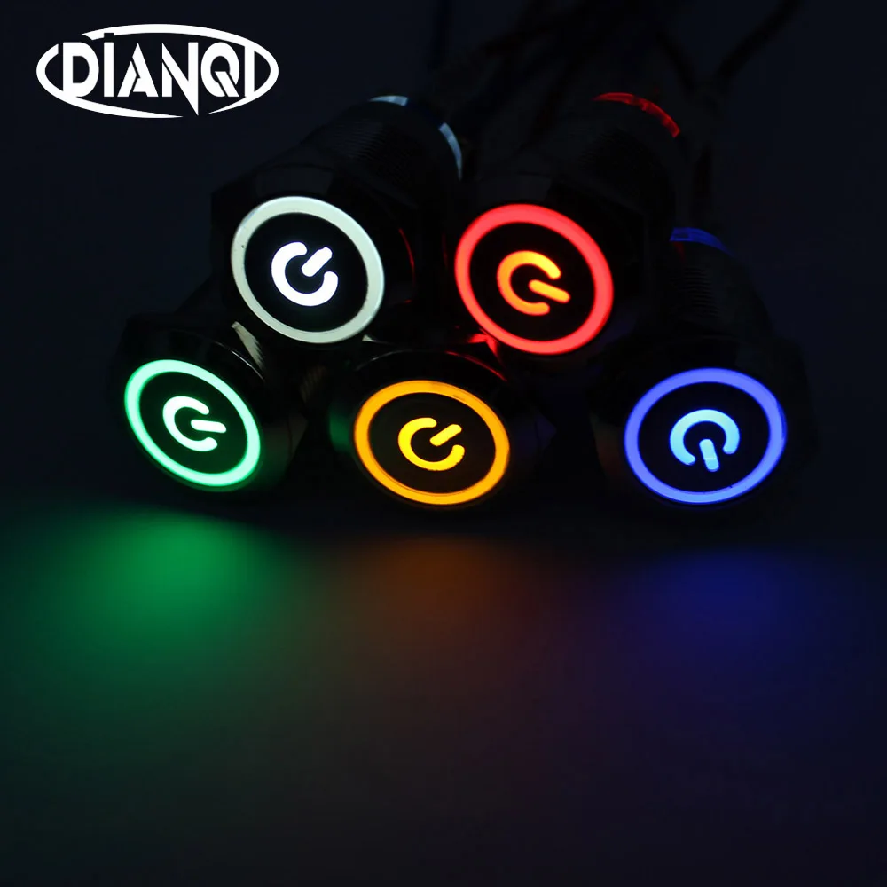 19mm Waterproof Metal Push Button Switch flat round latching lock 1NO ...